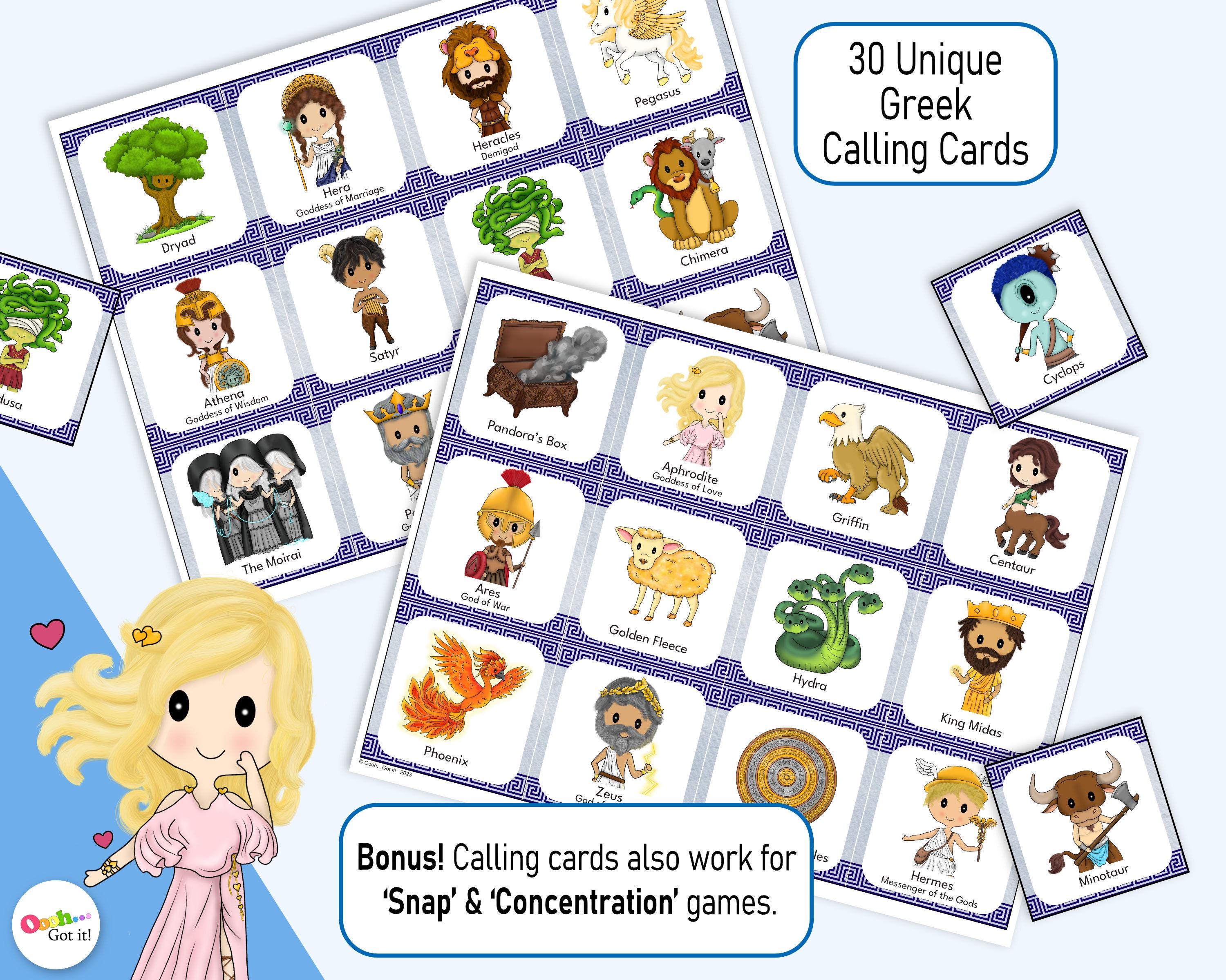 Greek Mythology Bingo, a Fun Printable Ancient Greece Game, for a ...