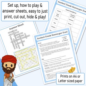 Ancient Greece Scavenger Hunt, a Printable History Game, for a Greek ...