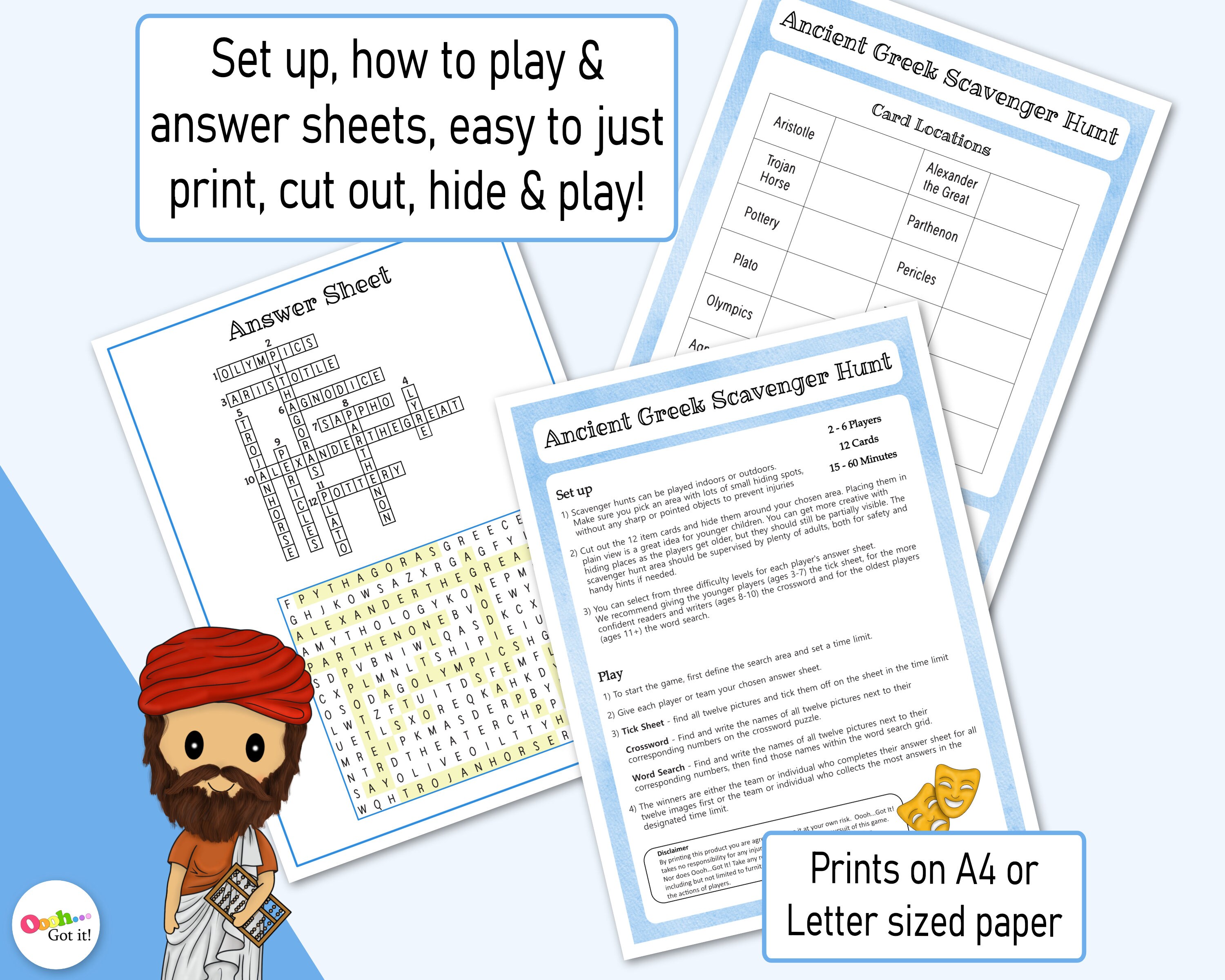 Ancient Greece Scavenger Hunt, a Printable History Game, for a Greek ...