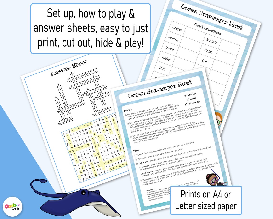 Under the Sea Picture Scavenger Hunt, a Printable Education & Fun Ocean ...