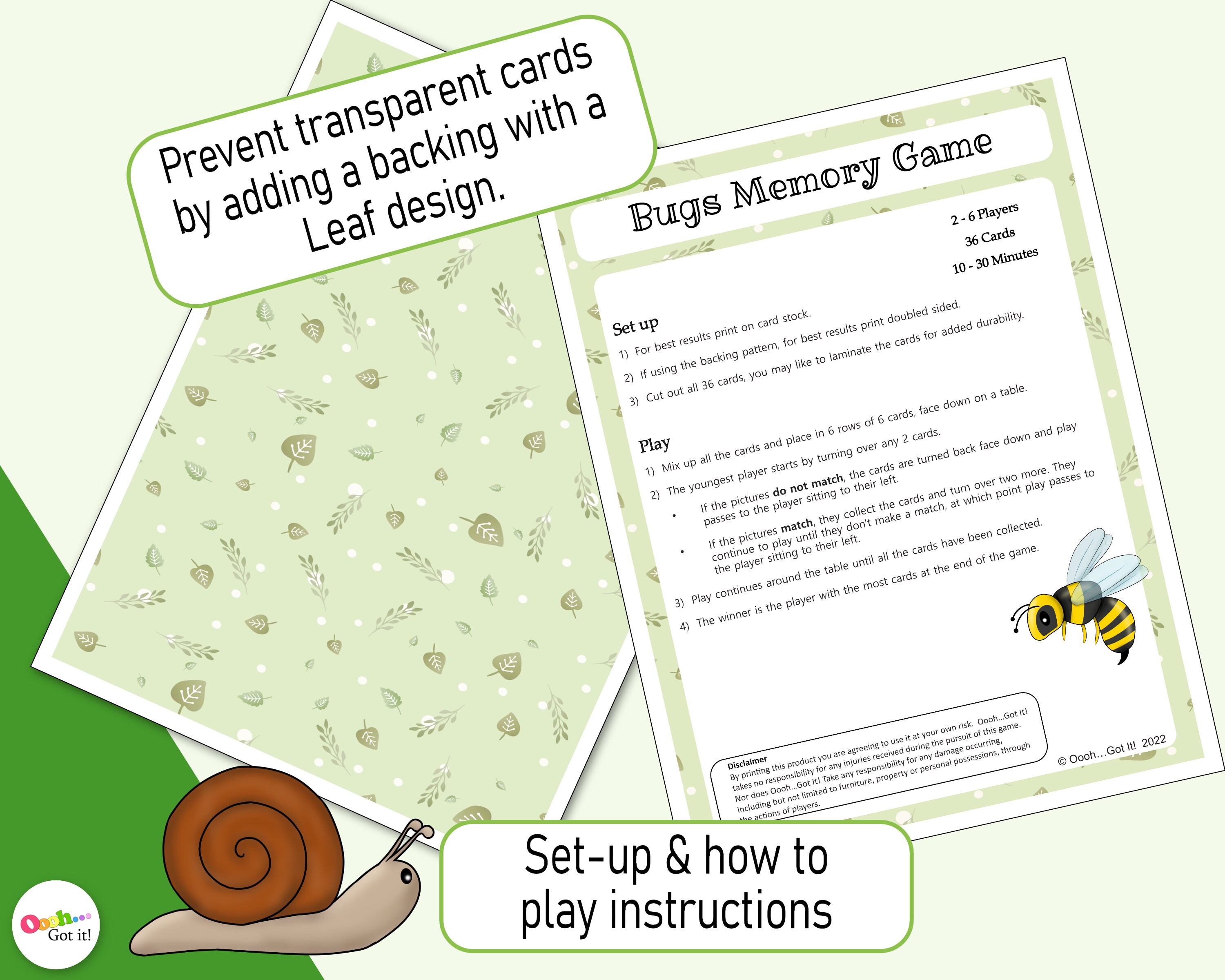 Bug Memory Cards, a Printable Creepy Crawler Picture Matching Game for ...