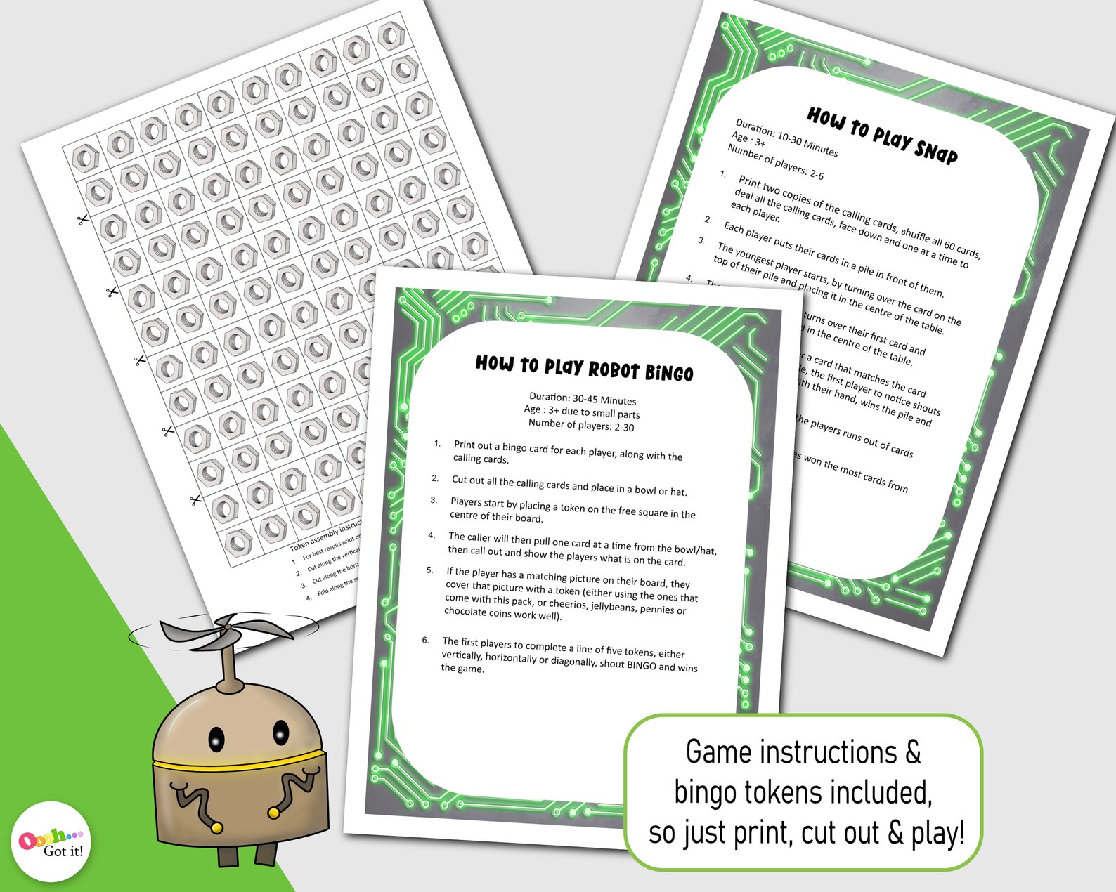 Robot Bingo Cards, a Printable Boys Birthday Party Game, a Instant ...