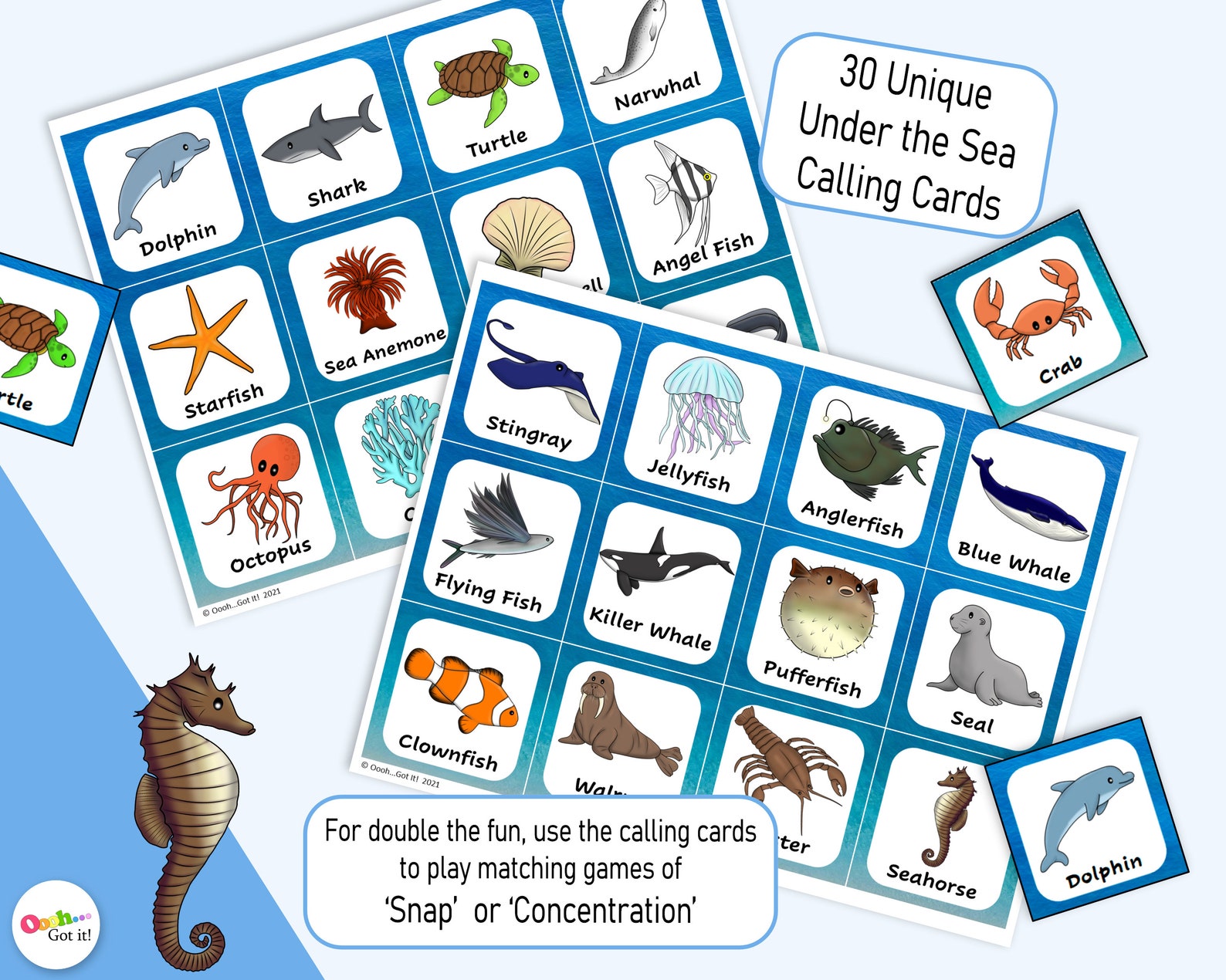 Under the Sea Bingo Game, a Printable Ocean Animals Kids Activity, for ...
