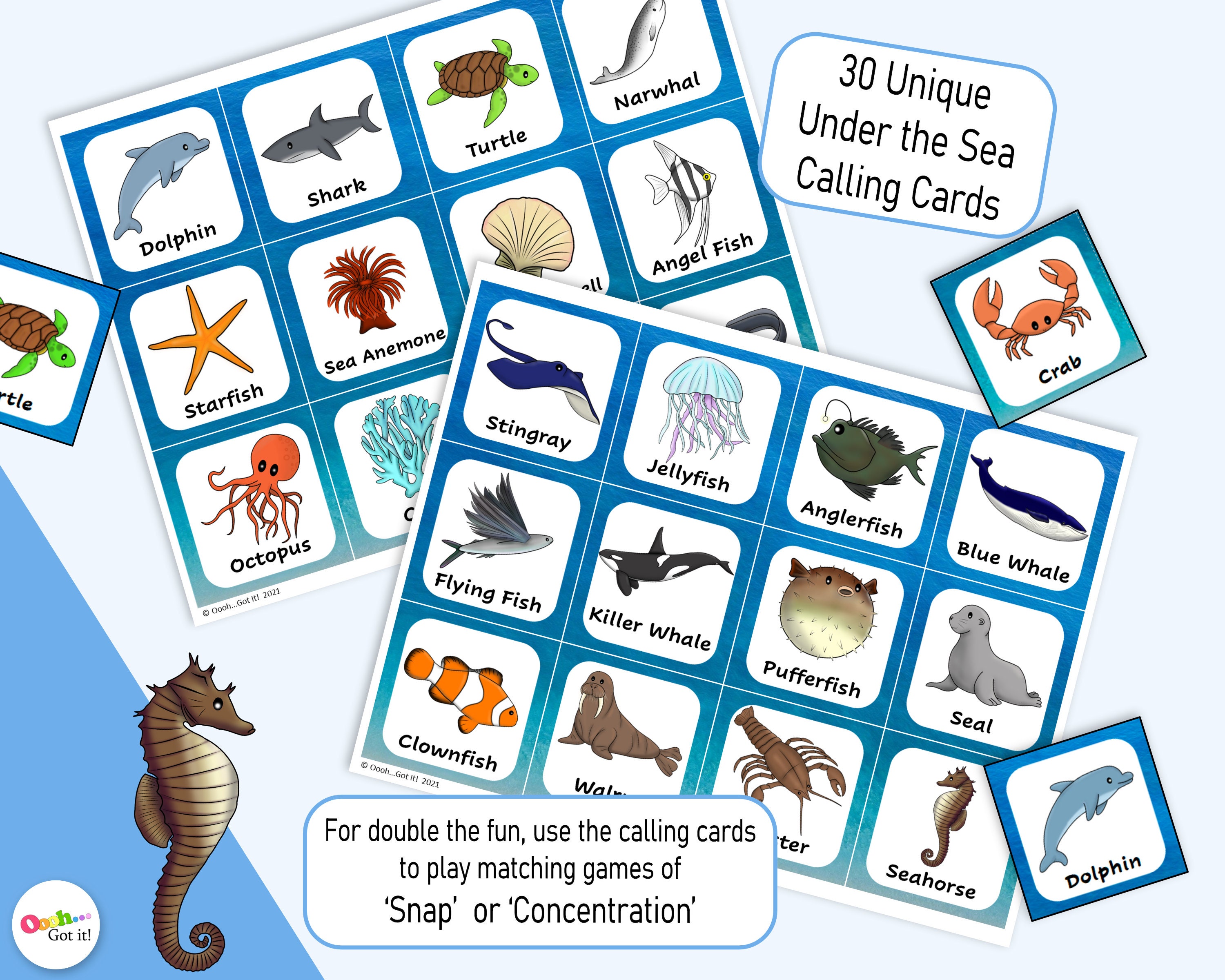 Under the Sea Bingo Game, a Printable Ocean Animals Kids Activity, for ...