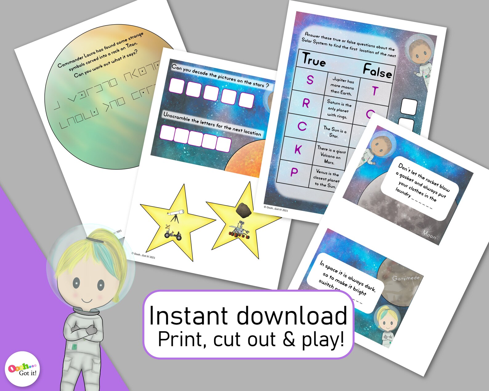 Space Treasure Hunt, a Indoor Printable Family Adventure, Alien Escape ...
