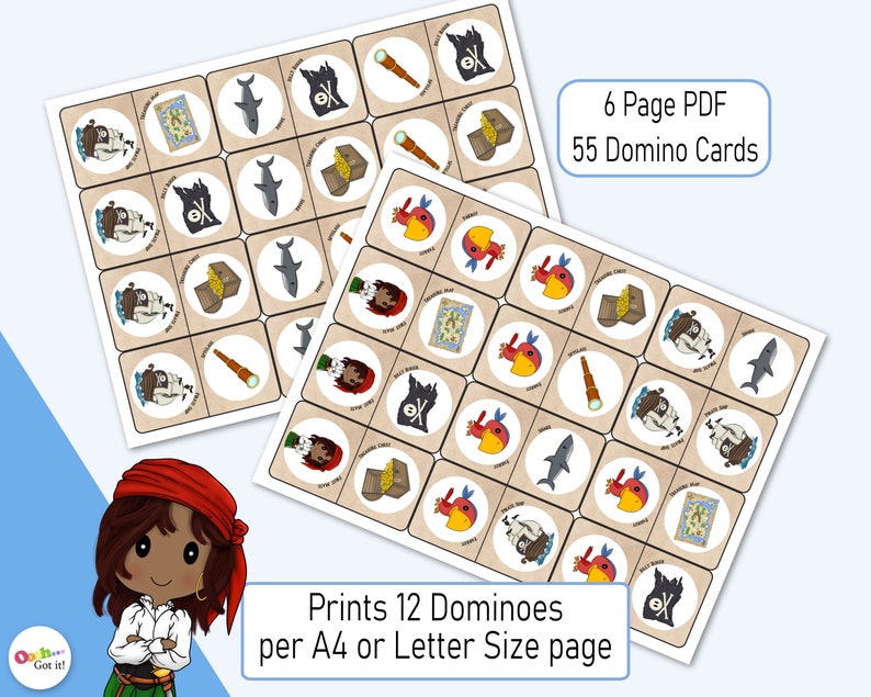 Pirate Dominoes, a Printable Kids Activity for a Pirate Birthday Party ...