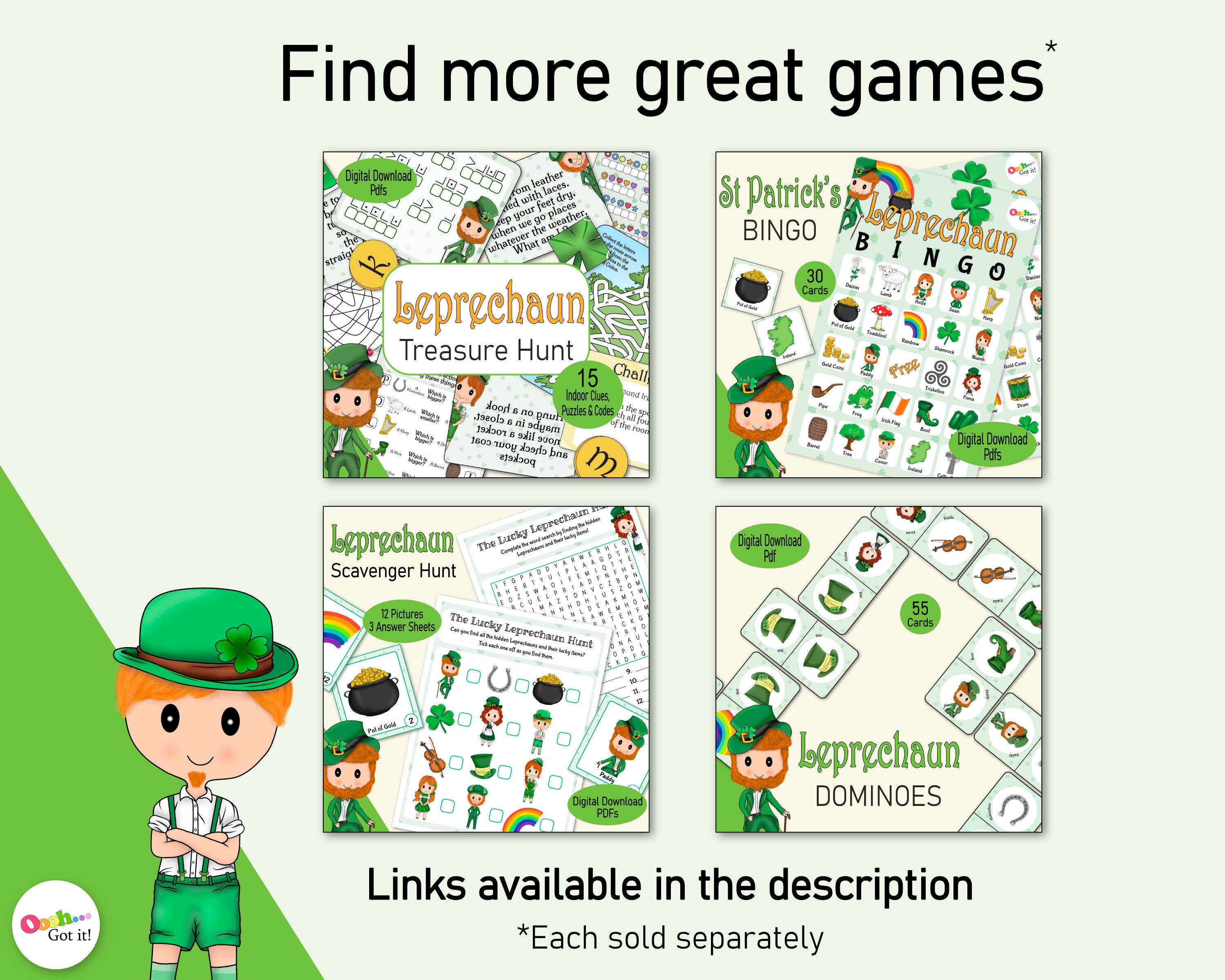 St Patrick's Day Memory Card Game, a Printable Leprechaun Picture ...