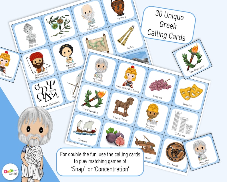 Ancient Greece Bingo, a Printable Greek Party Game, Fun Family Games ...