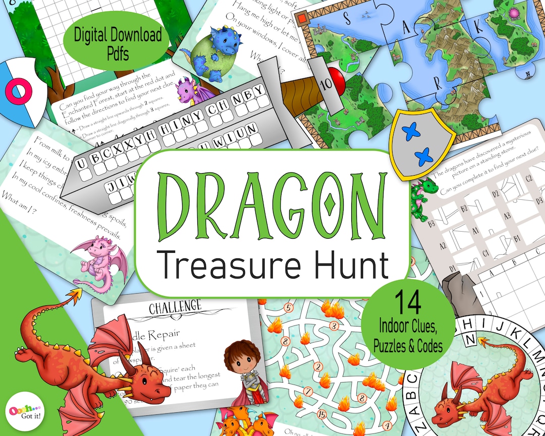 Dragon Treasure Hunt, an Indoor Printable Fantasy Medieval Knight ...