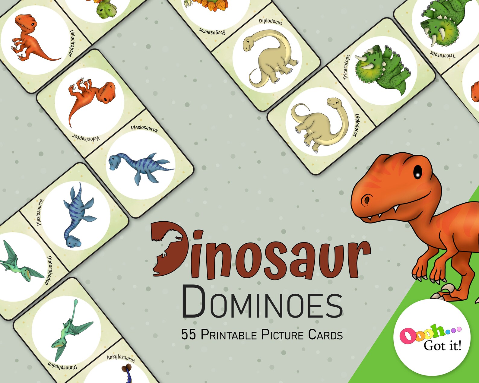 Dinosaur Dominoes a Printable Kids Matching Game for a Boys - Etsy UK