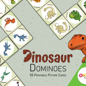 Dinosaur Dominoes a Printable Kids Matching Game for a Boys | Etsy