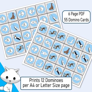 Arctic Animal Dominoes, a Printable Kids Picture Game, a Winter ...