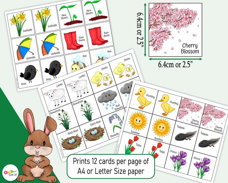 Springtime Memory Card Game, a Printable Spring Picture Matching Family ...