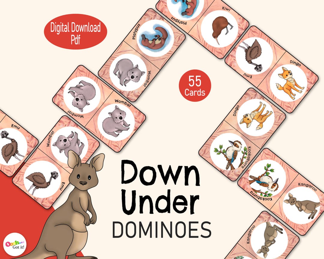 Australian Animal Dominoes, a Printable Kids Matching Game With Aussie ...