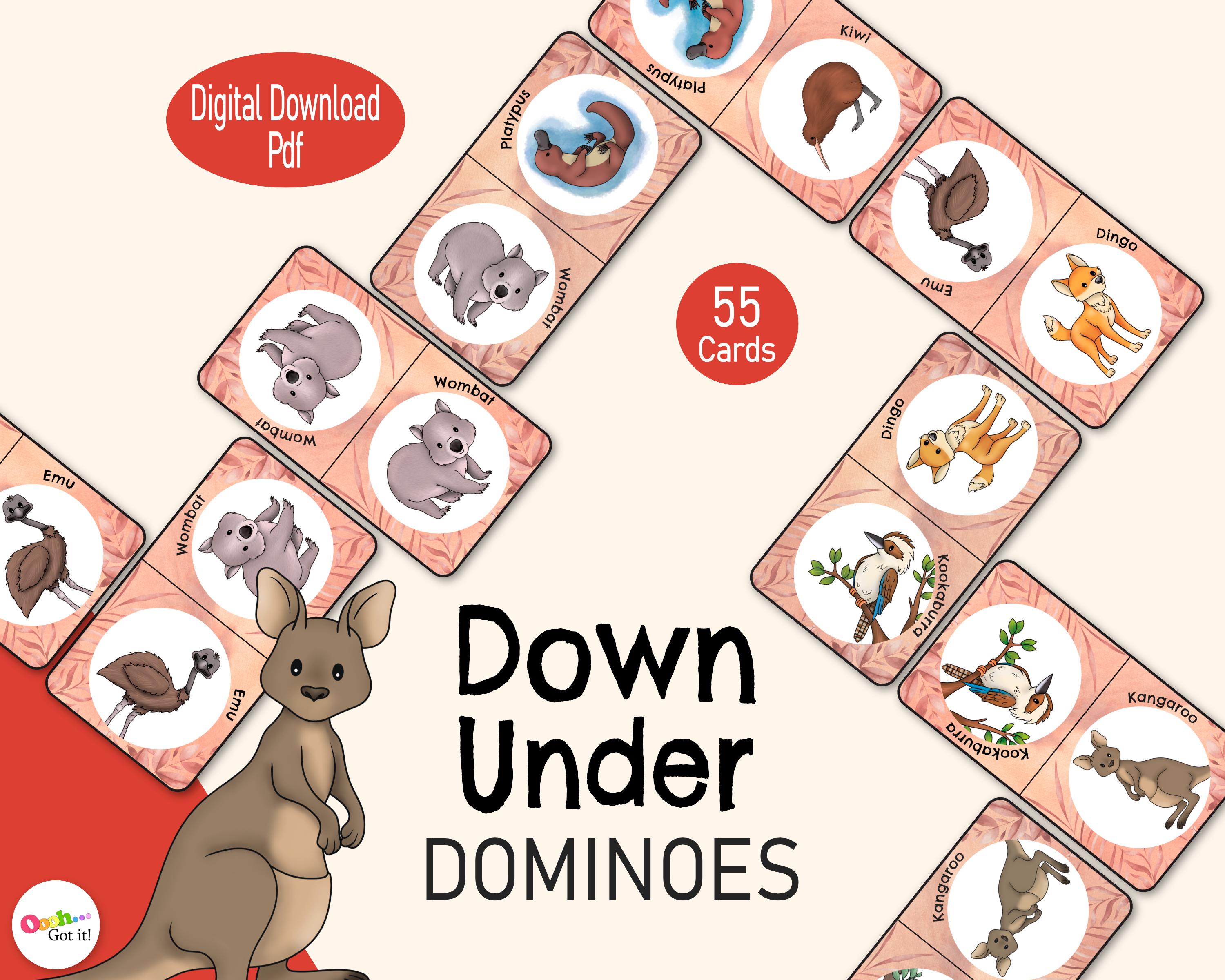 Australian Animal Dominoes, a Printable Kids Matching Game With Aussie ...