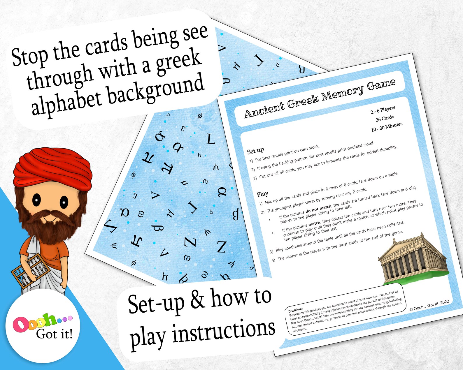 Ancient Greek Memory Game a Printable Greek History Card - Etsy UK