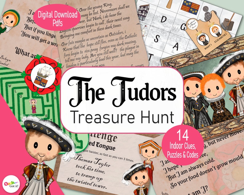 Tudor Treasure Hunt, a British History Educational Party Game, a ...