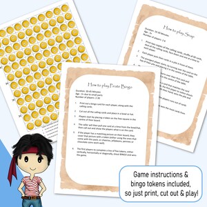 Pirate Bingo Game, a Printable Kids Activity, for a Pirate Birthday ...