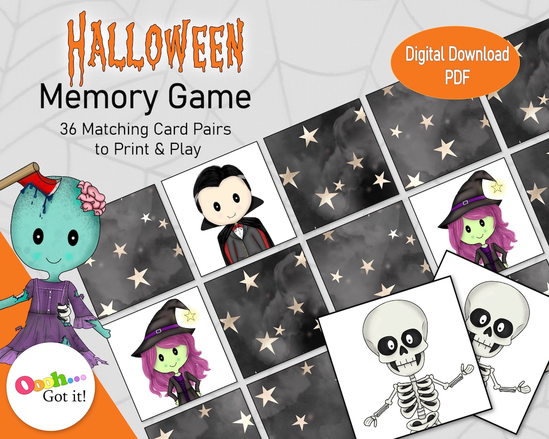 Halloween Memory Cards a Printable Picture-matching Game for - Etsy