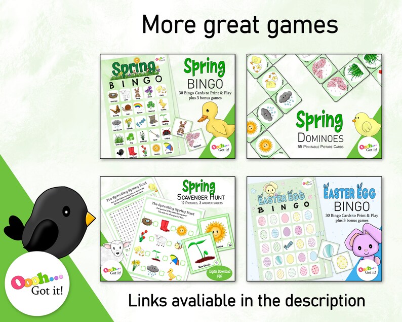 Springtime Memory Card Game, a Printable Spring Picture Matching Family ...