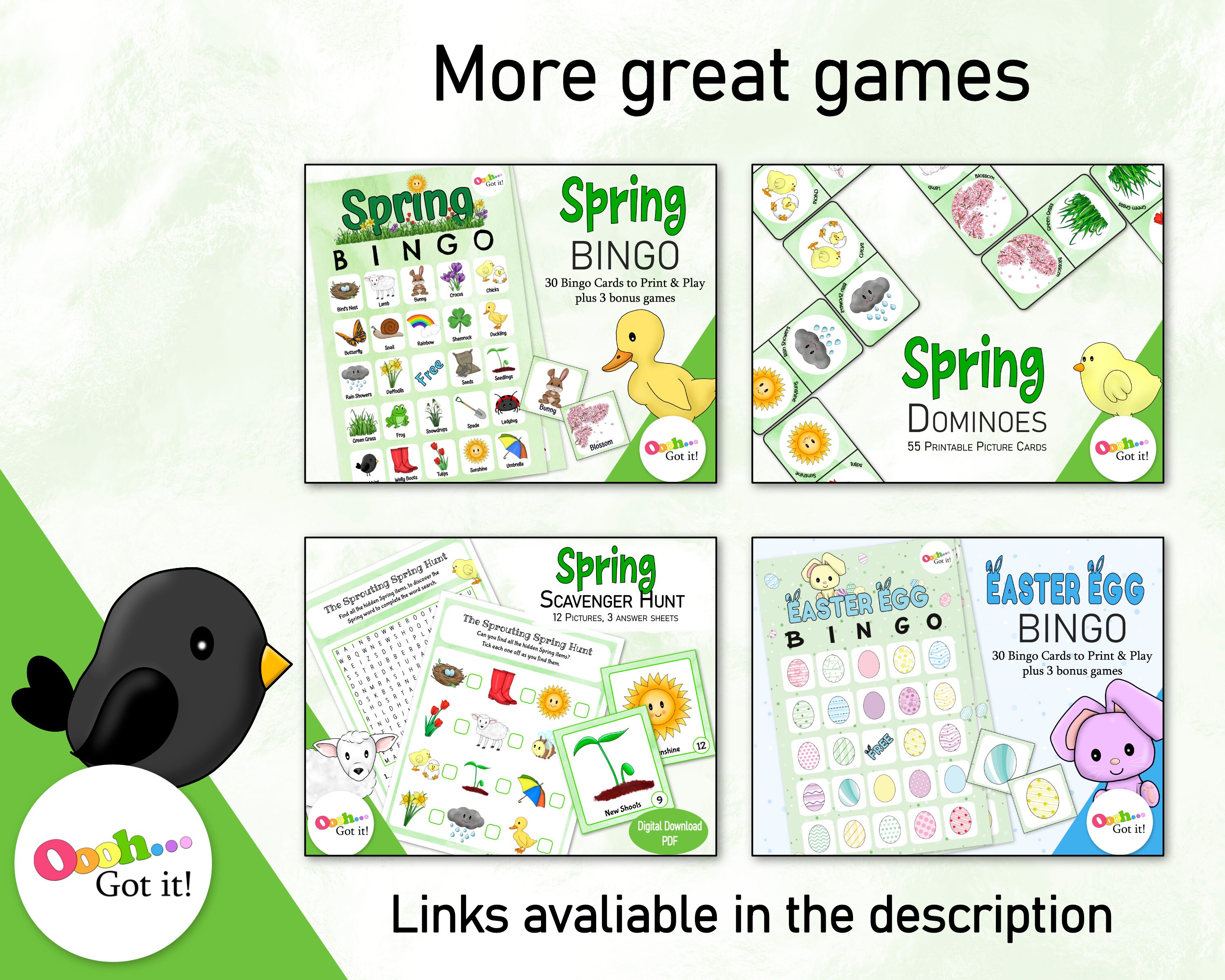 Springtime Memory Card Game, a Printable Spring Picture Matching Family ...