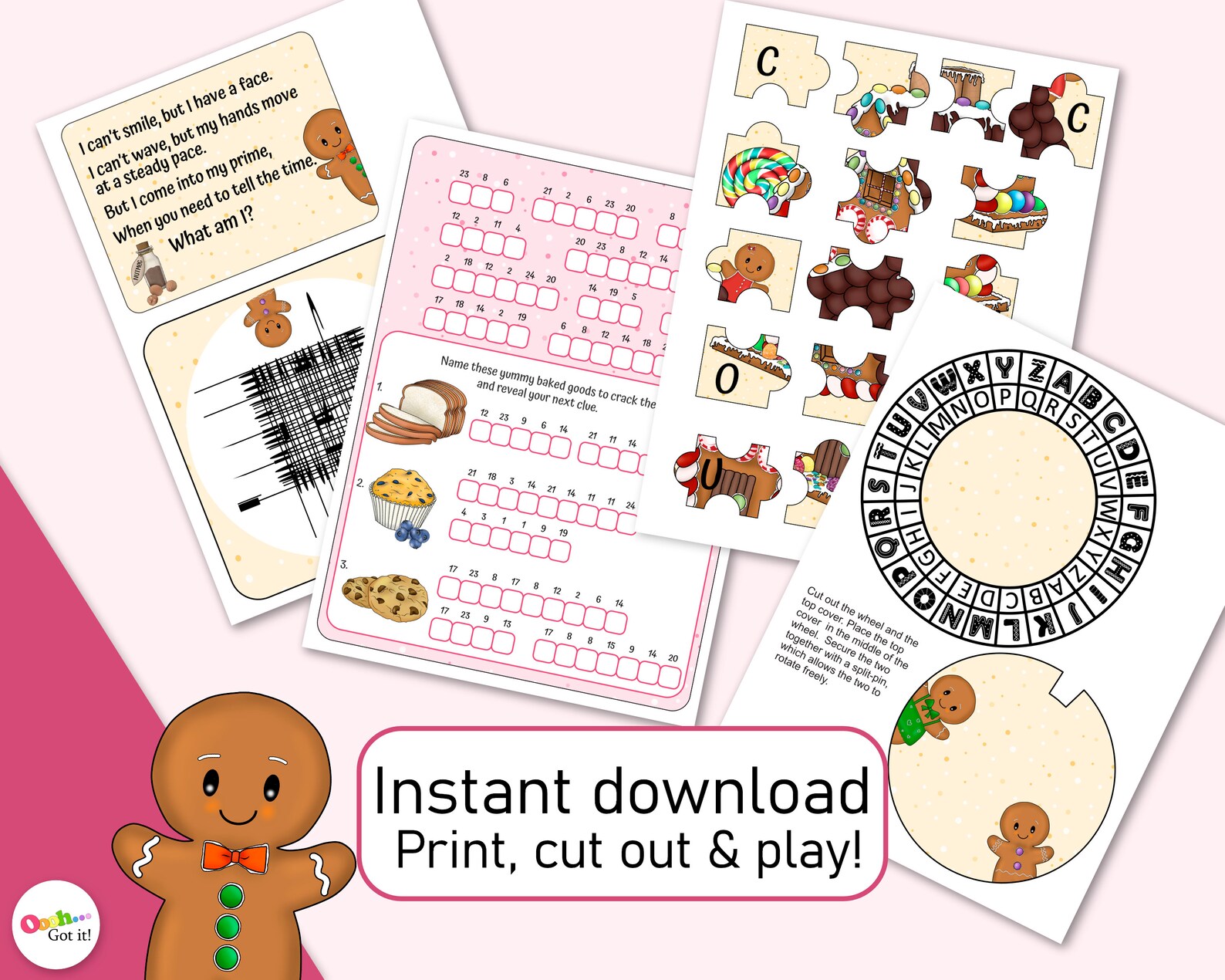 Gingerbread Man Treasure Hunt, a Cute Printable Kids Festive Baking ...