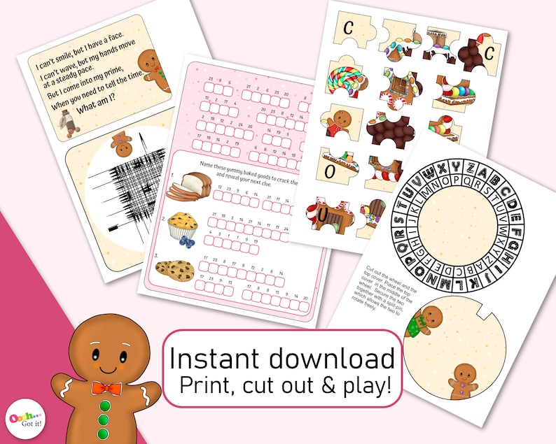 Gingerbread Man Treasure Hunt, a Cute Printable Kids Festive Baking ...