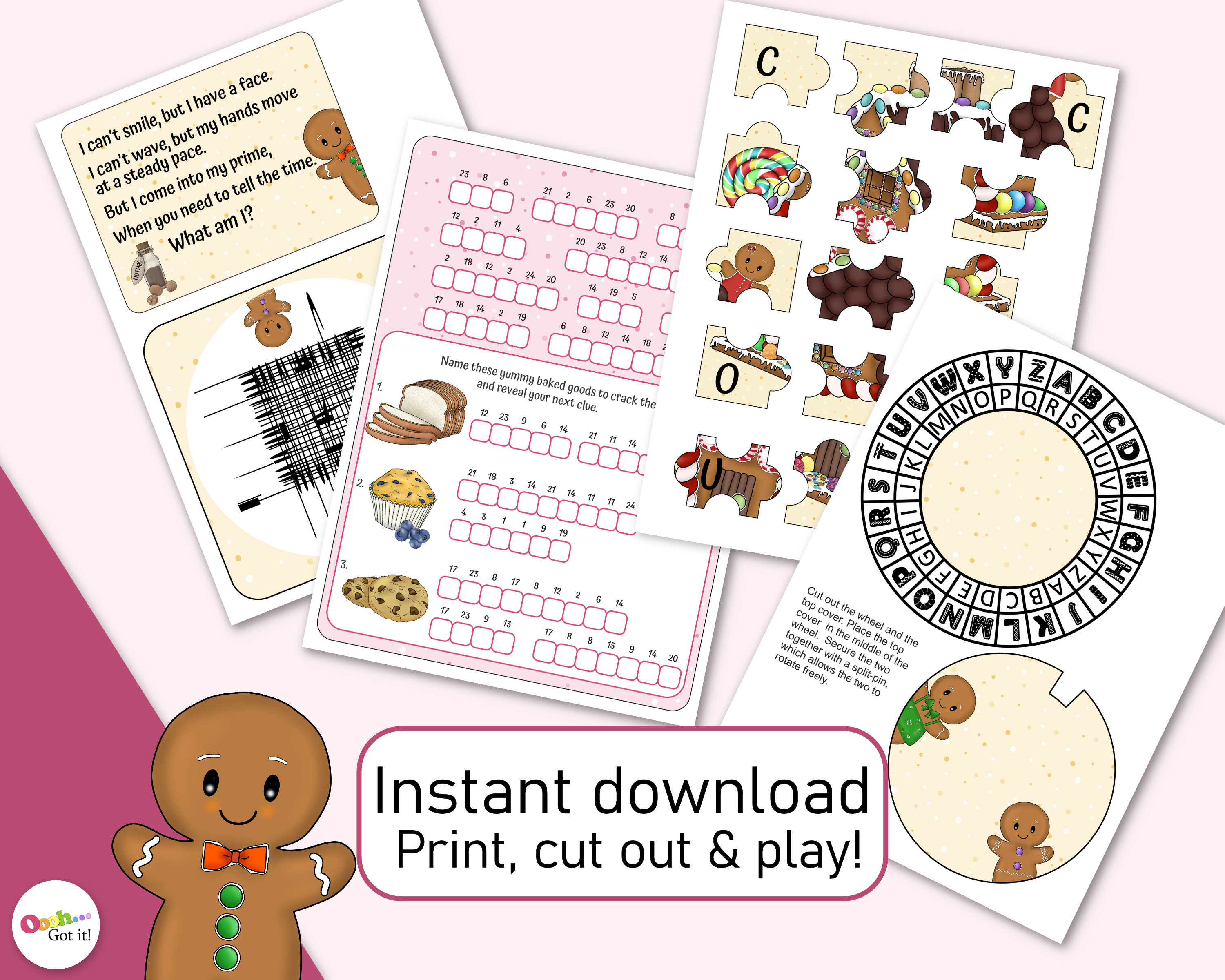 Gingerbread Man Treasure Hunt, a Cute Printable Kids Festive Baking ...