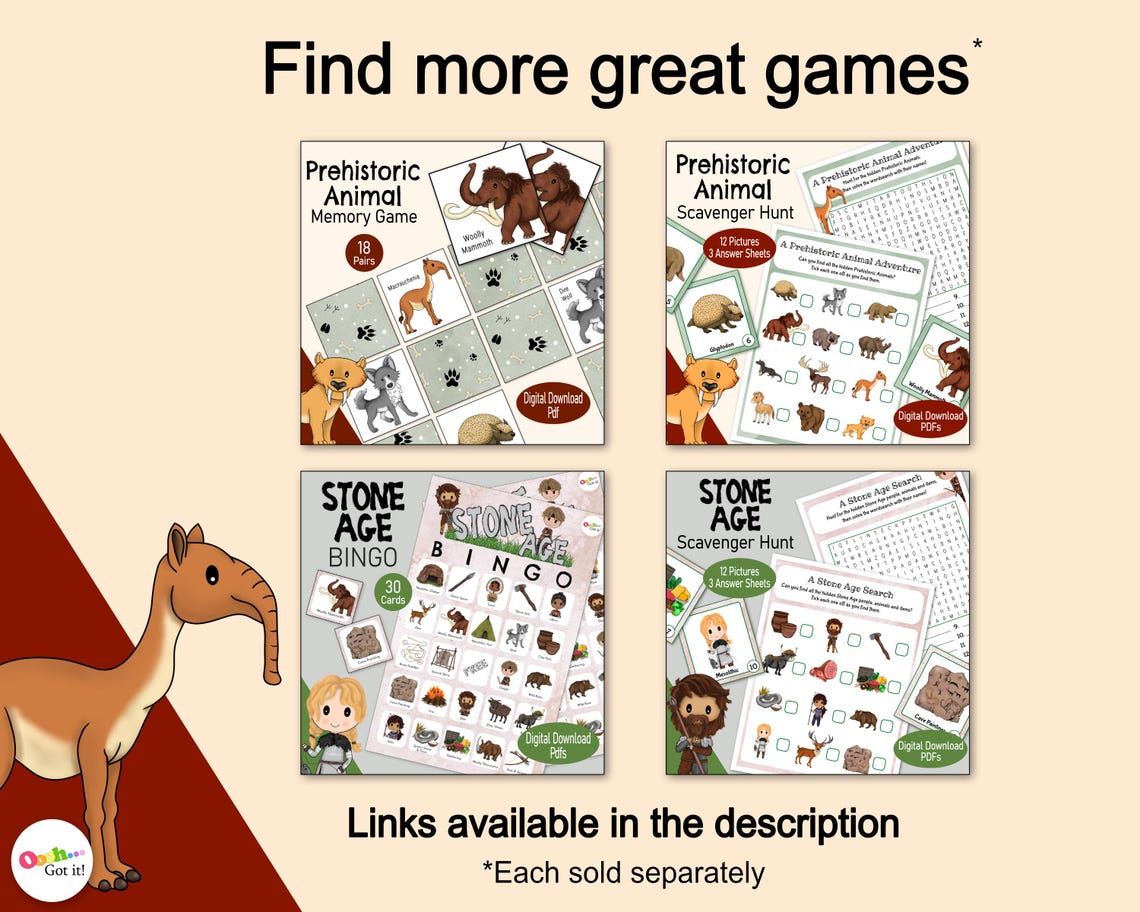 Prehistoric Animals Bingo - a Printable Ice Age Party Game, a Fun ...