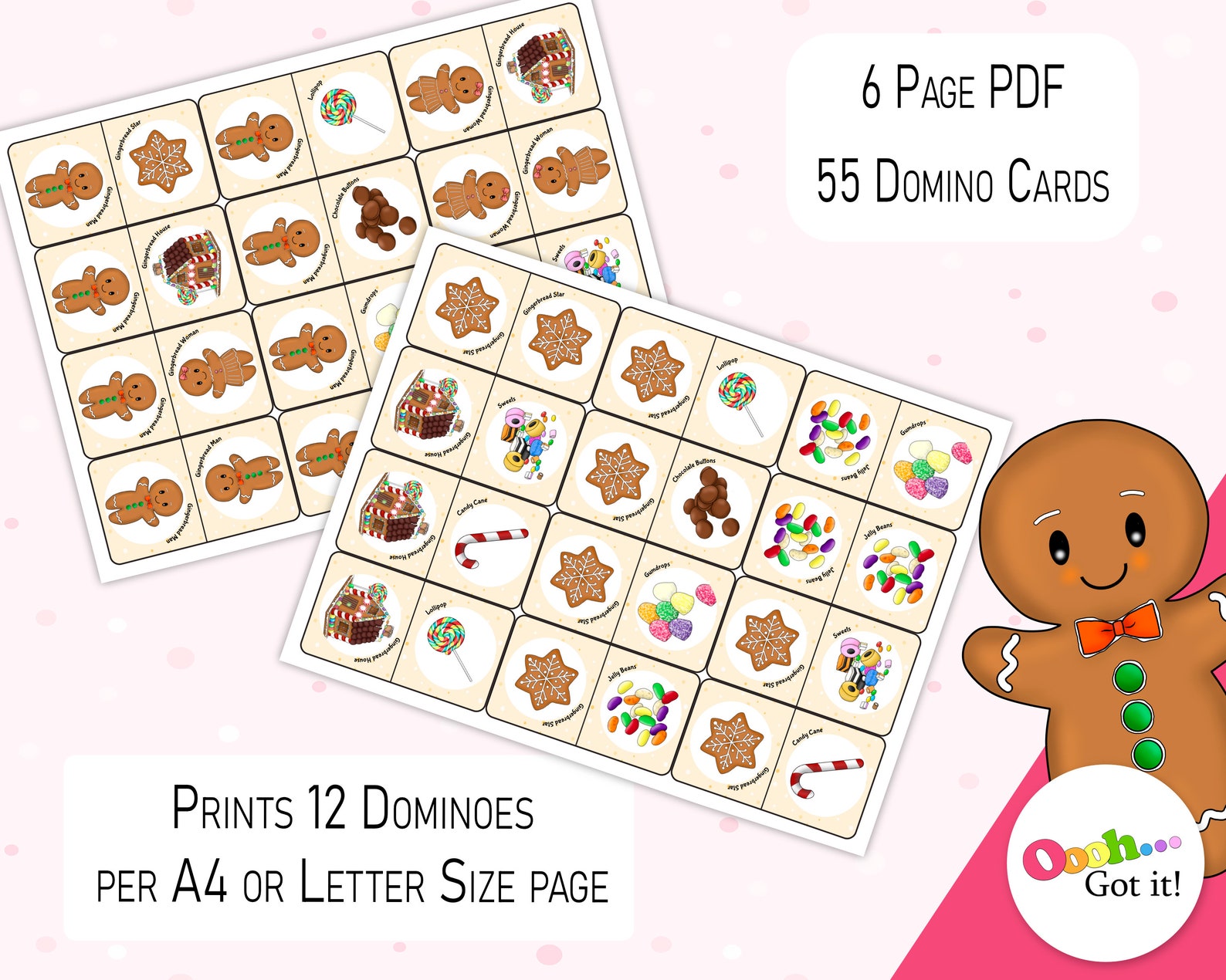 Gingerbread Dominoes a Printable Christmas Baking Game for - Etsy