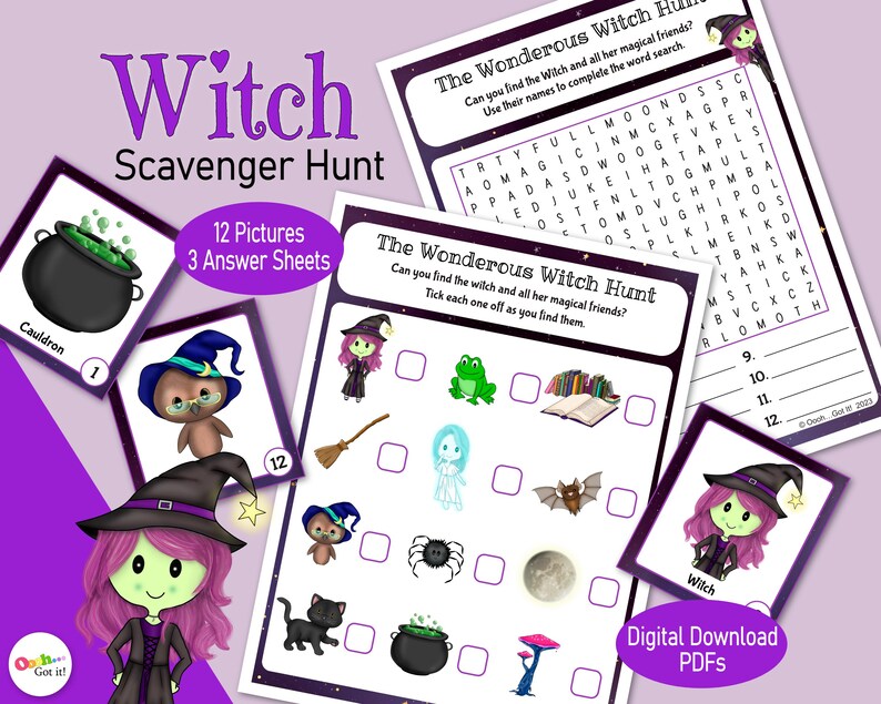 Witch Scavenger Hunt, a Printable Spooky Picture Treasure Hunt, for a ...