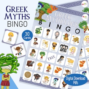 Greek Mythology Bingo, a Fun Printable Ancient Greece Game, for a ...