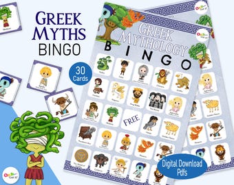 Greek Mythology Bingo, a Fun Printable Ancient Greece Game, for a ...