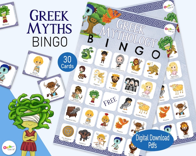 Greek Mythology Bingo, a Fun Printable Ancient Greece Game, for a ...