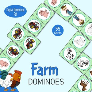 Farm Animals Dominoes, a Printable Farmyard Game Party Favor, or Gift ...