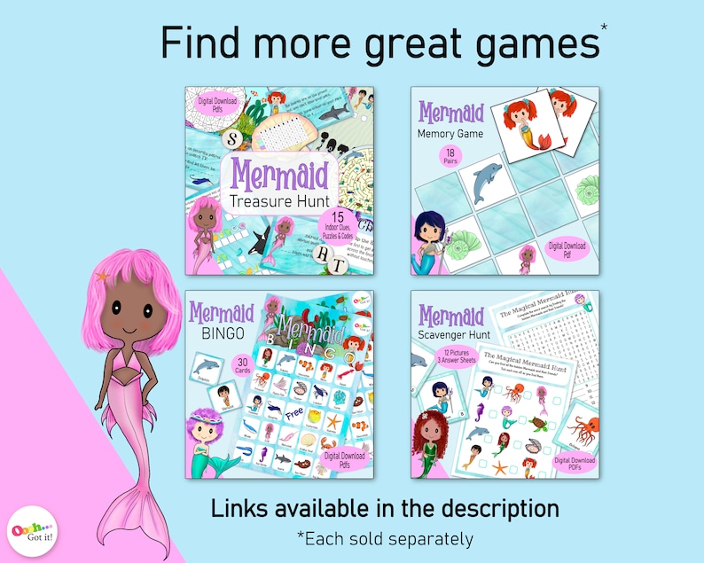 Mermaid Scavenger Hunt, a Cute Printable Under the Sea Picture Matching ...