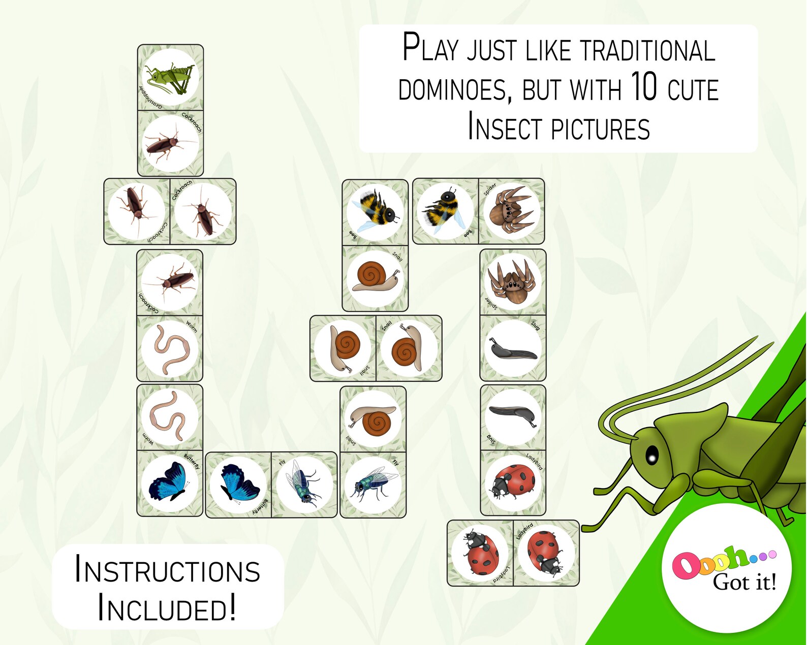 Bug Dominoes a Printable Creepy Crawly Party Game a Insect - Etsy