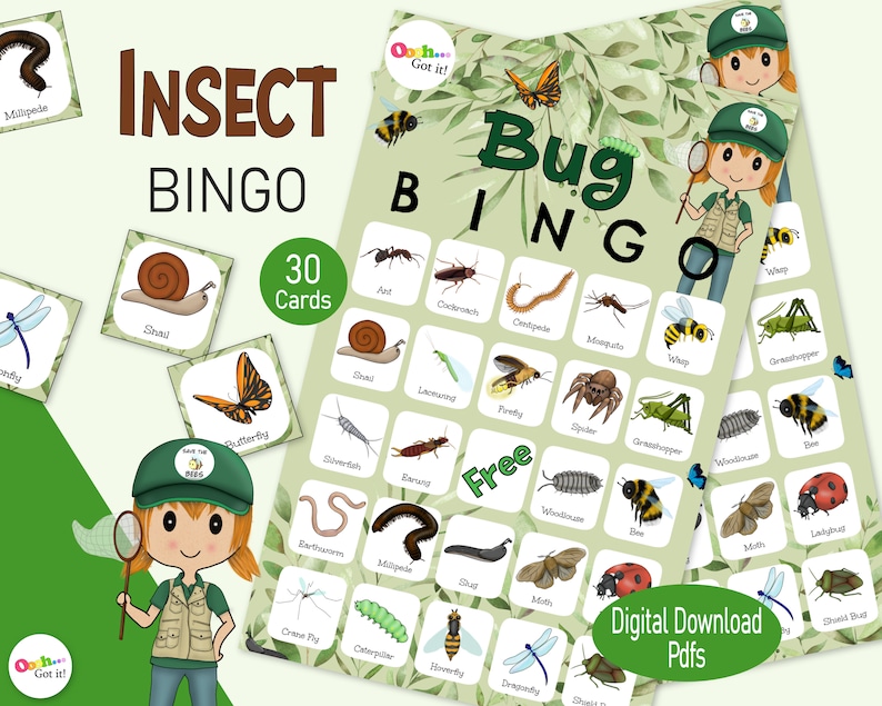 Bug Bingo, a Printable Creepy Crawler Party Game, a Insect Hunter ...