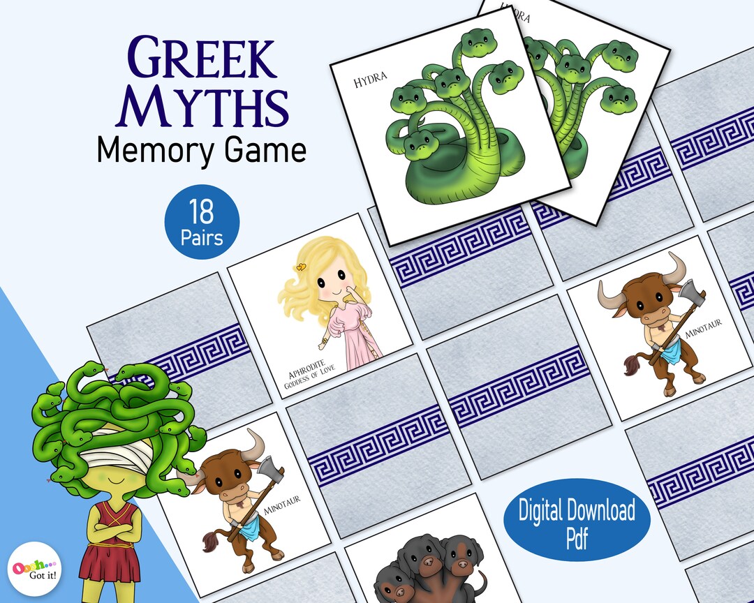 Greek Mythology Memory Game, a Printable Ancient Greece Picture ...