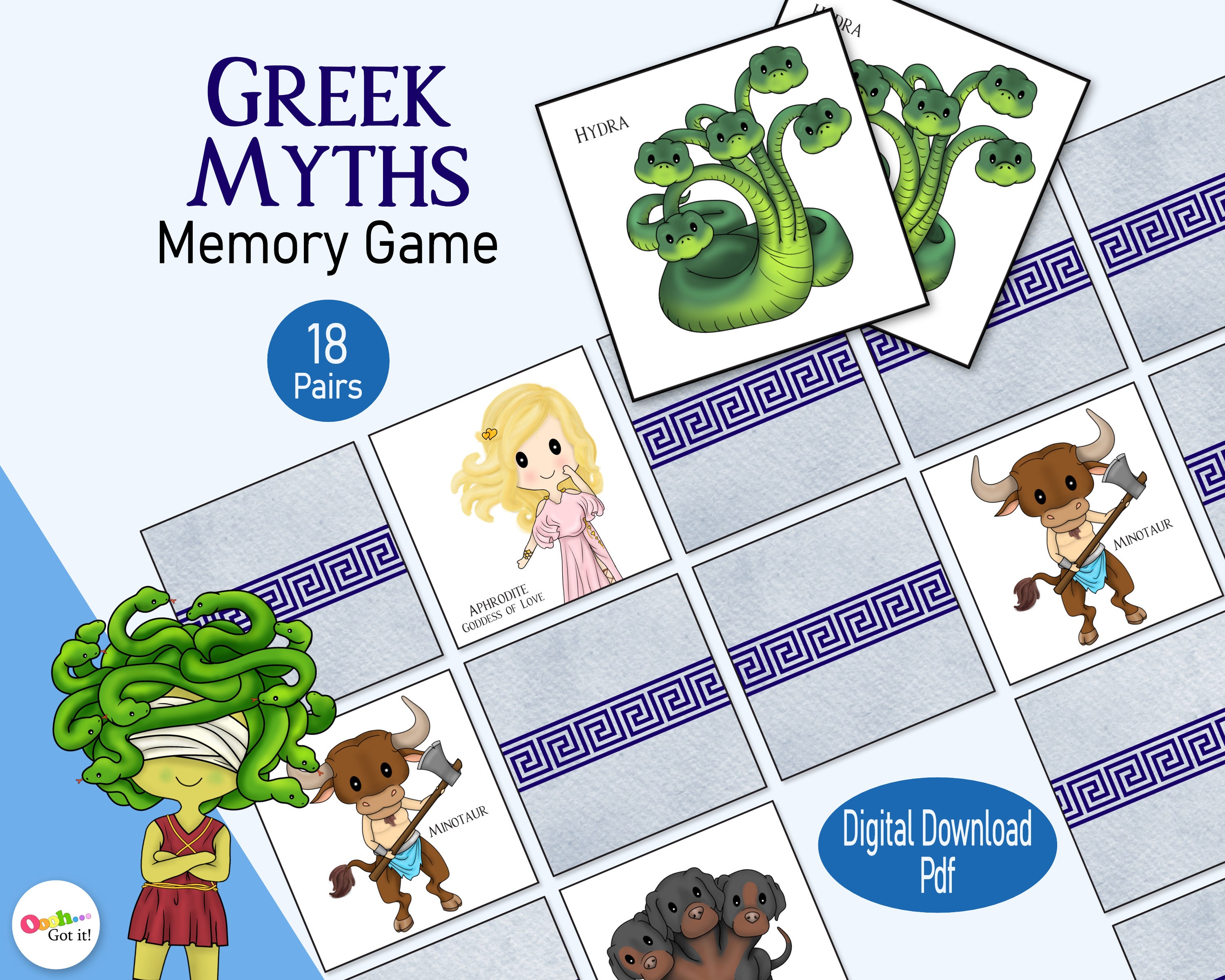 Greek Mythology Memory Game, a Printable Ancient Greece Picture ...