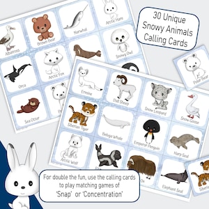 Winter Animals Bingo, a Printable Snowy Day, Frosty Kids Activity, for ...