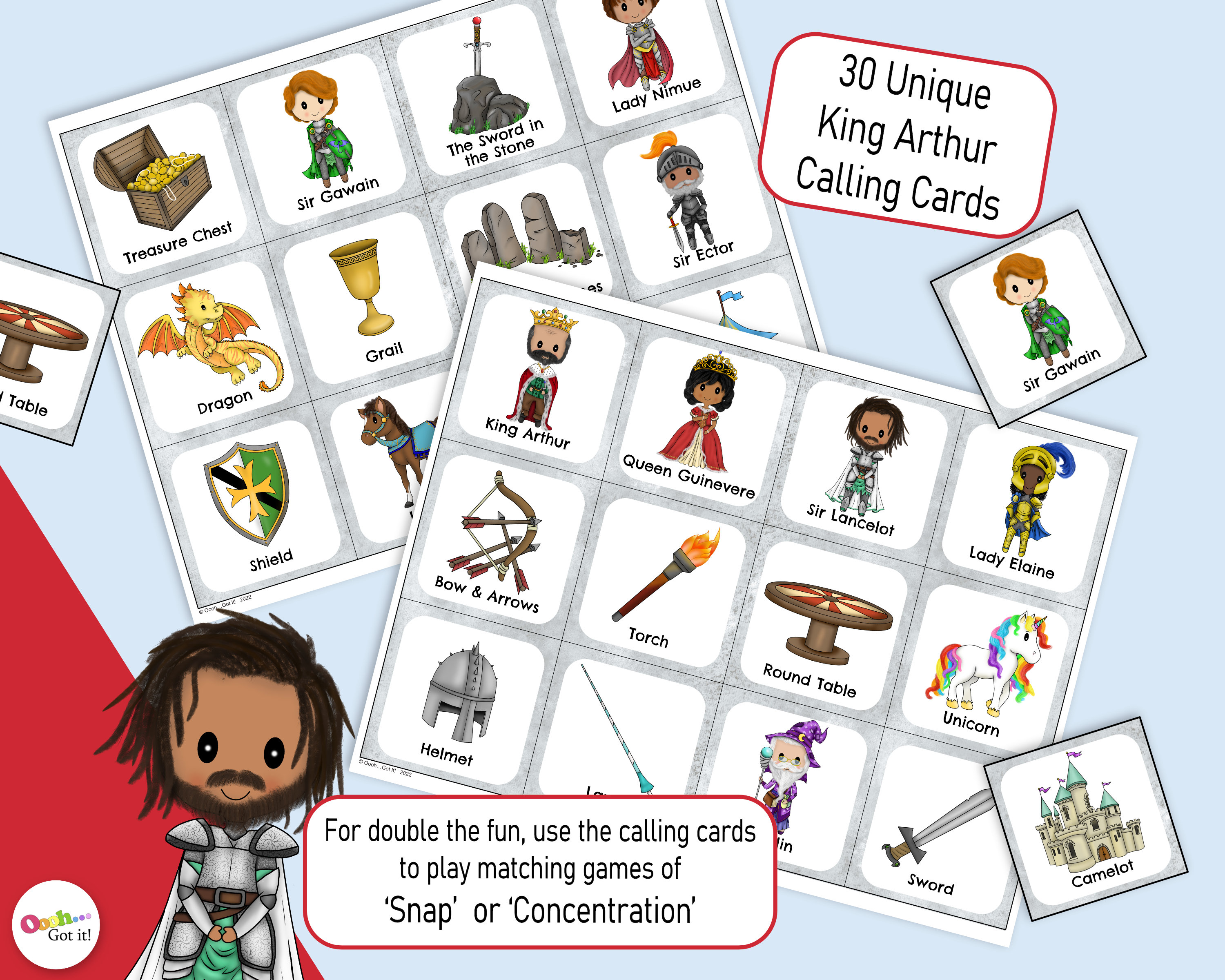 King Arthur Bingo, Medieval Knight Bingo Cards, a Printable Fantasy ...