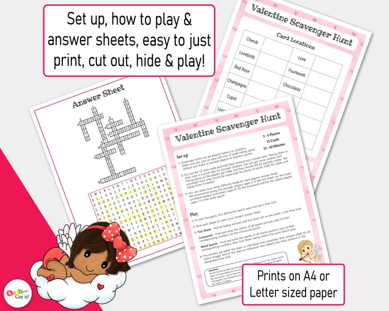 Valentines Scavenger Hunt, a Printable Picture Matching Family Game for ...