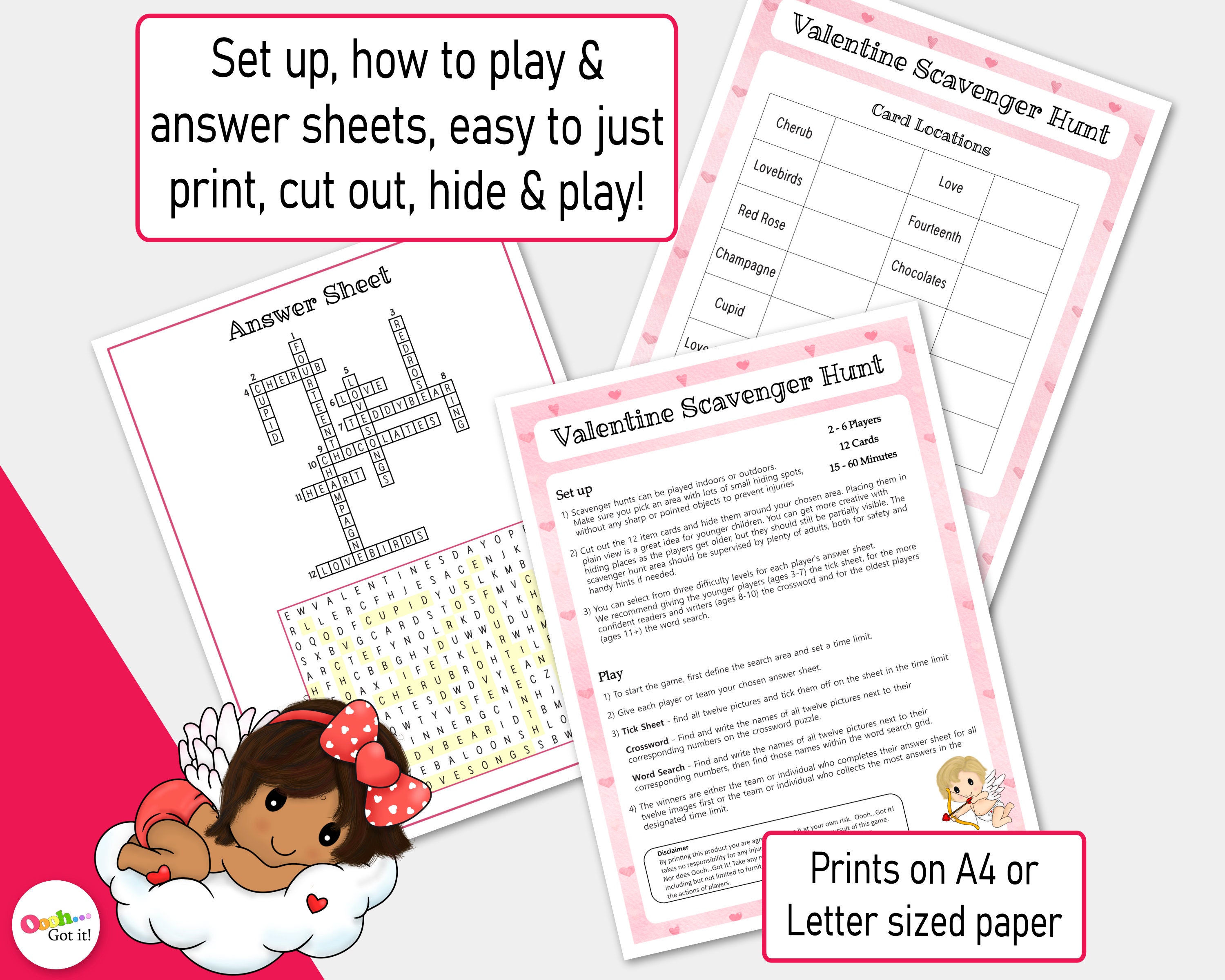 Valentines Scavenger Hunt, a Printable Picture Matching Family Game for ...