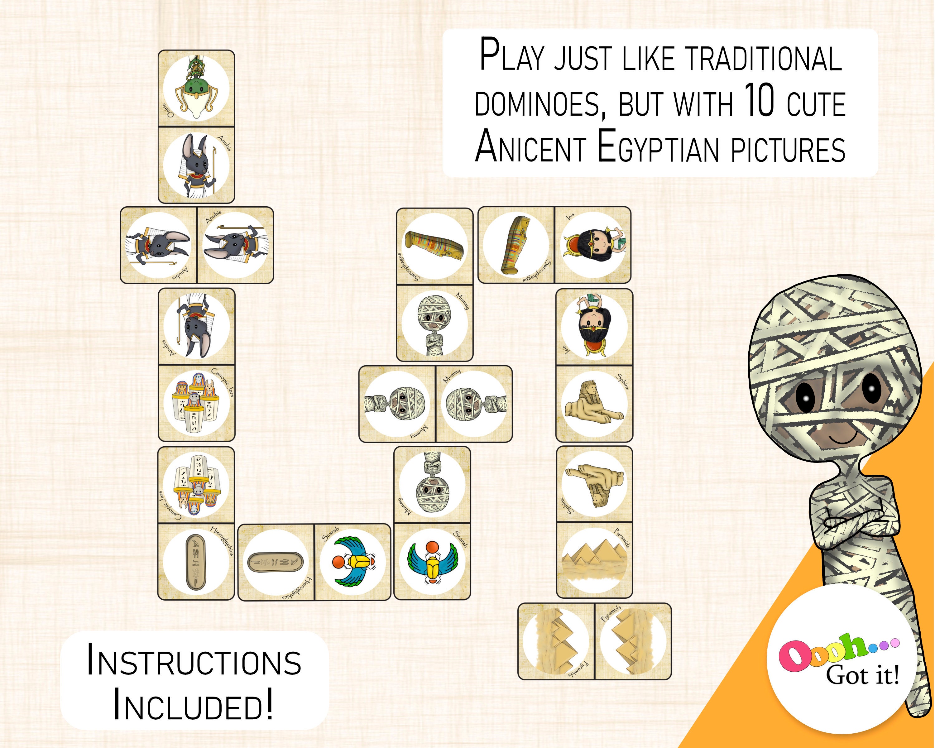 Ancient Egyptian Dominoes a Printable Mummy Party Favor - Etsy UK