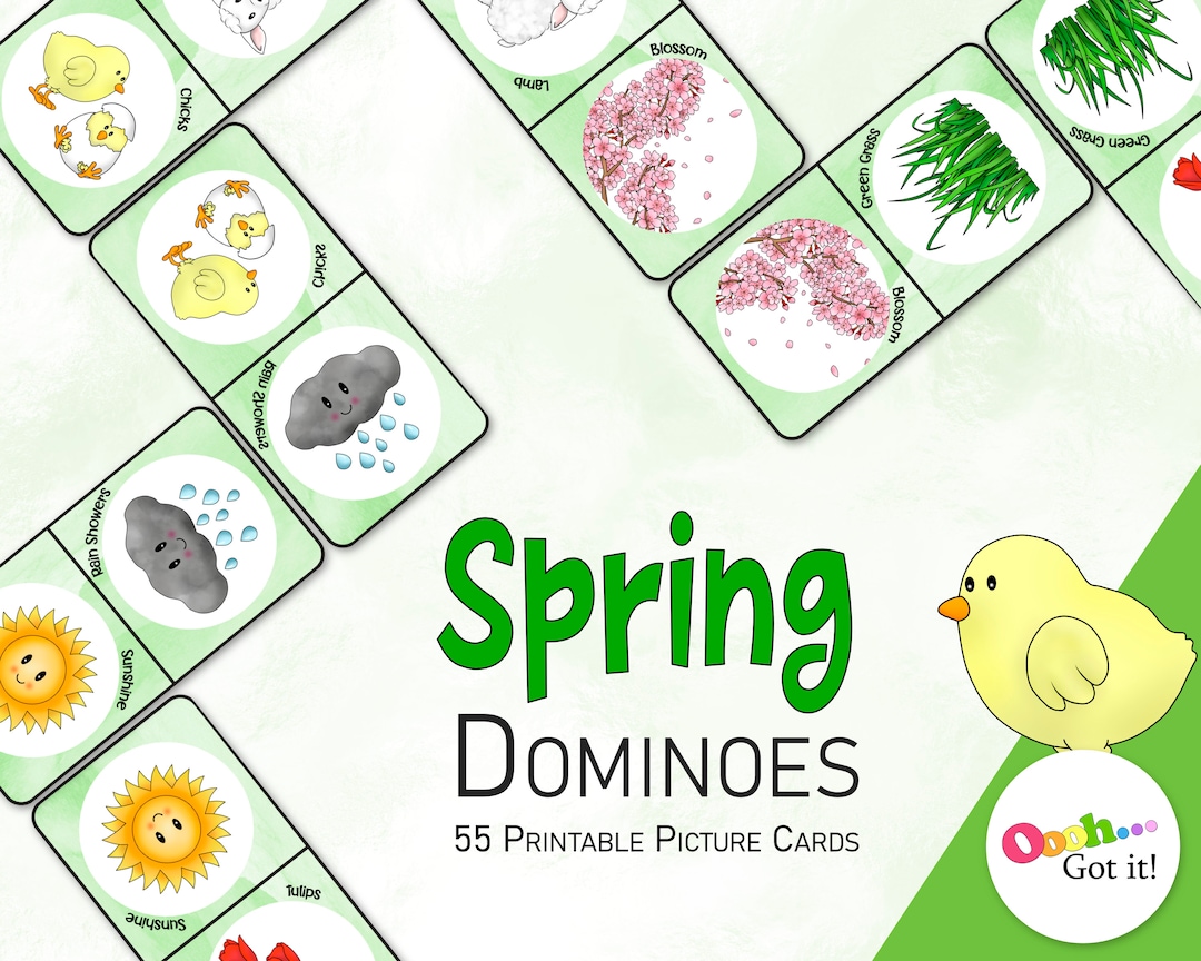 Spring Picture Dominoes a Printable Kids Game a Spring - Etsy