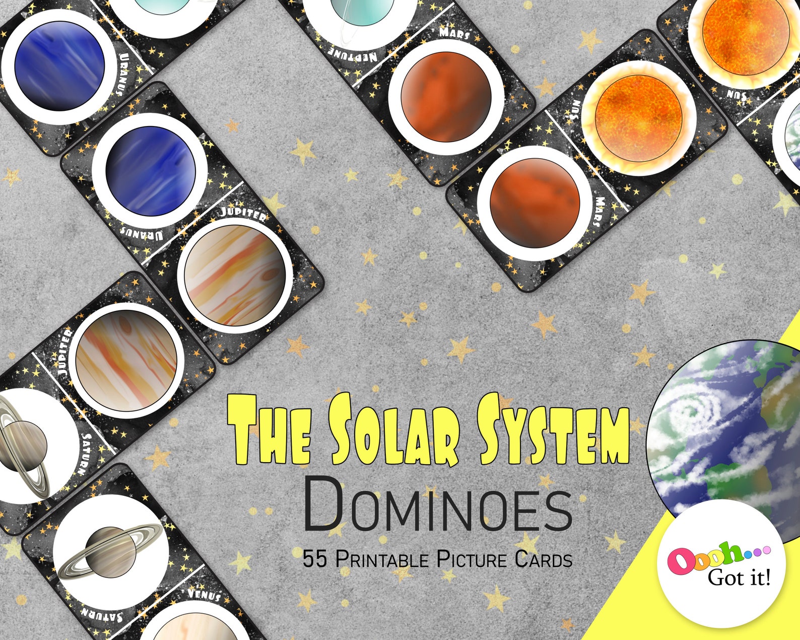 Solar System Dominoes a Printable Picture Matching Space | Etsy