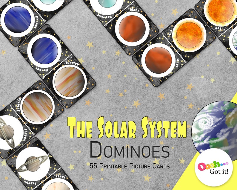 Solar System Dominoes a Printable Picture Matching Space | Etsy