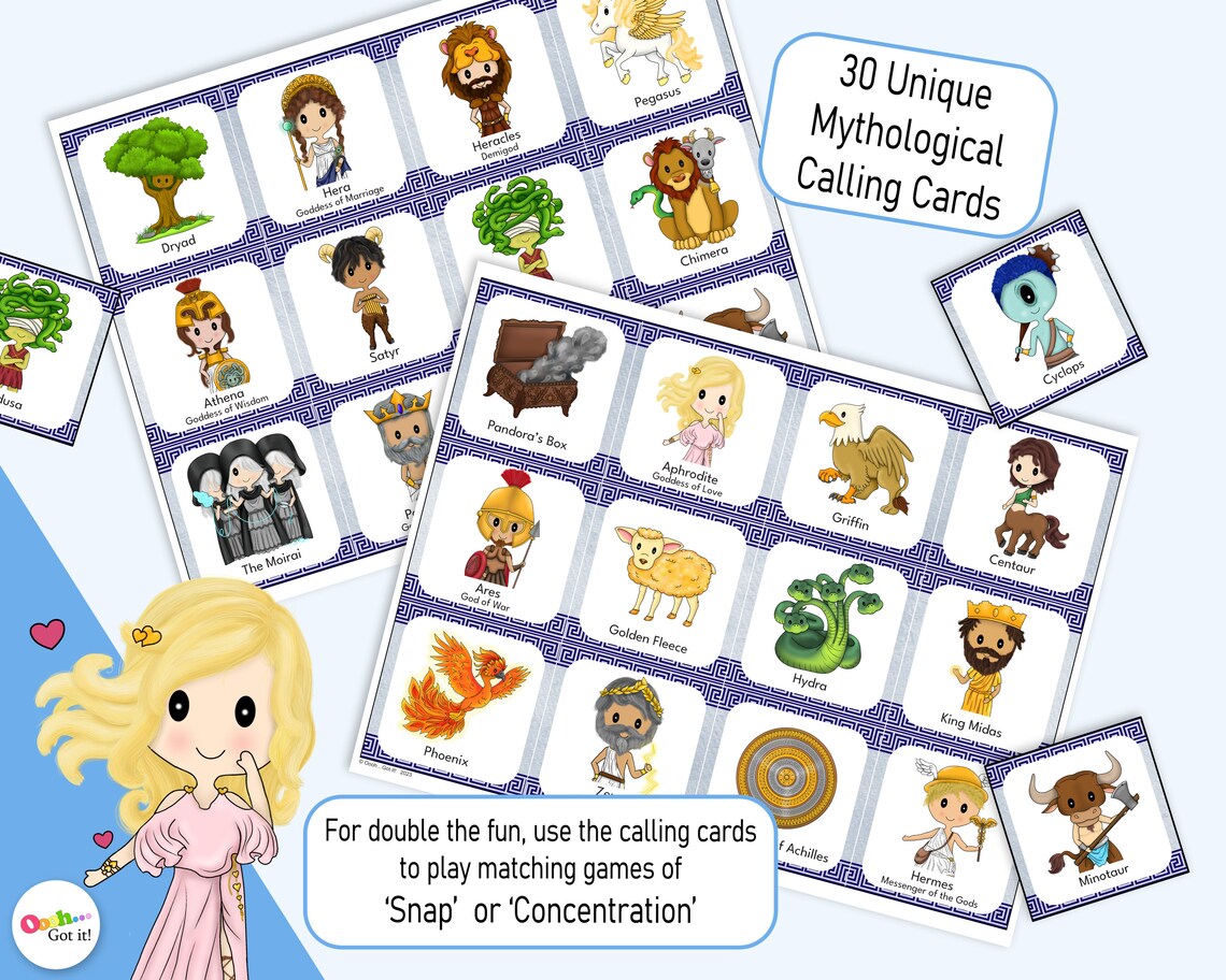 Greek Mythology Bingo, a Fun Printable Ancient Greece Game, for a ...