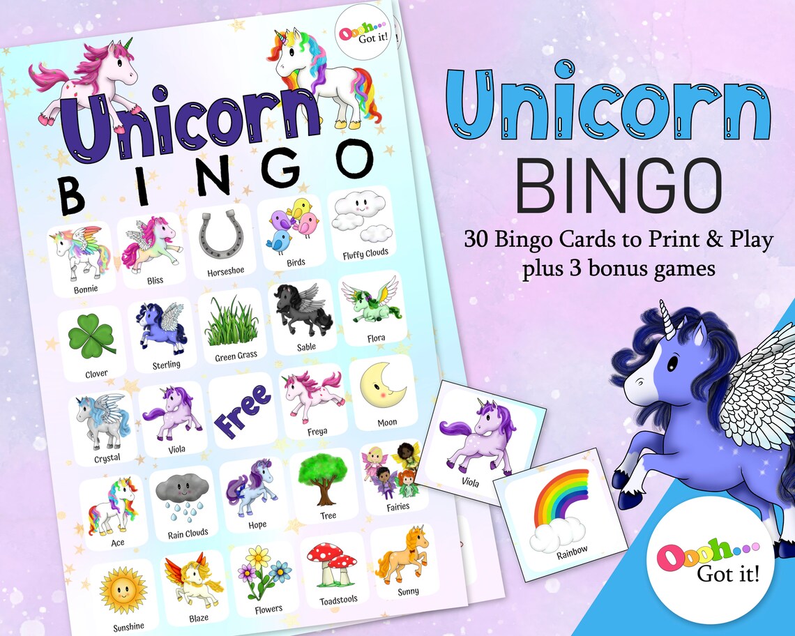 Unicorn Bingo a Cute Printable Kawaii Unicorn Party Game 30 - Etsy UK